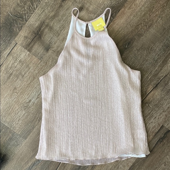 Maeve | Tops | Anthropologie Maeve Pale Pink Shimmery Pleated Halter ...